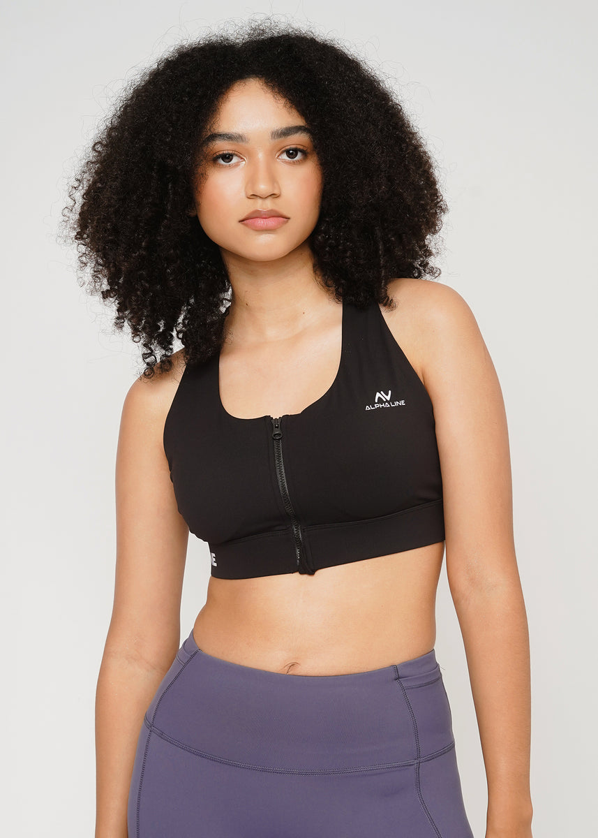Zip-Her Full Support Sports Bra in Crow Black – Alpha Line