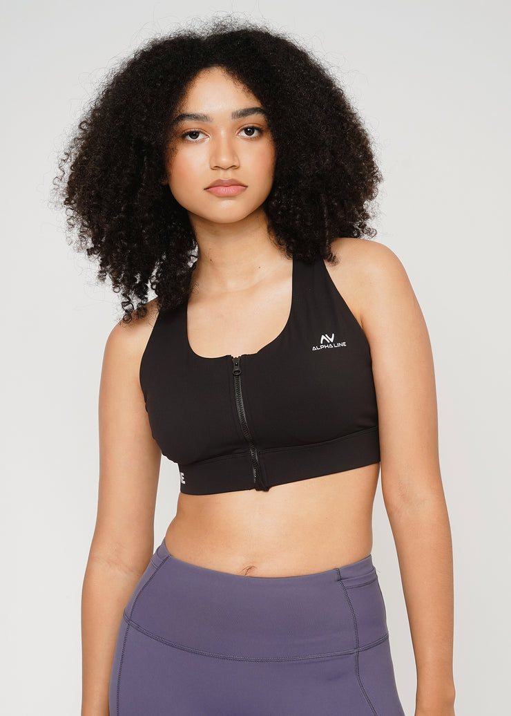 Zip-Her Full Support Sports Bra in Crow Black – Alpha Line